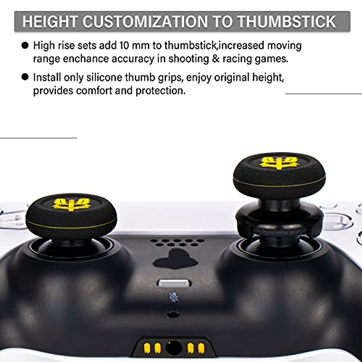 Playrealm FPS Thumbstick Extender & Printing Rubber Silicone Grip Cover 2 Sets for PS5 Dualsenese & PS4 Controller (SAS Who Dares Wins)