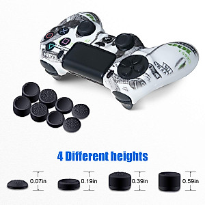 Skins for PS4 Controller - Water Transfer Printing Silicone Protector PS4 Skin - Silicone Cover Skin Case for Dualshock 4 controller with 8 Thumb Grips - PS4 Controller Covers for Sony PS4, Slim, Pro