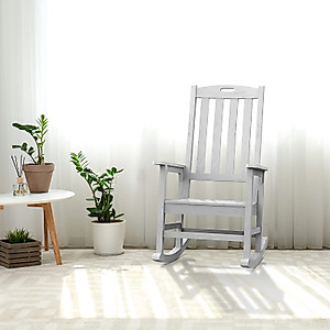 Vaneventi Outdoor Rocking Chair with 350 lbs Support, All-Weather Oversized Outdoor Chair, Fade-Resistant Porch Rocker Chair, 34L 27W 46.8H, Gray, Grey