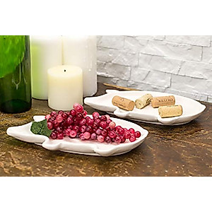 Pig Shaped Glossy White 10 x 7 Dolomite Ceramic Platter Plates Set of 2