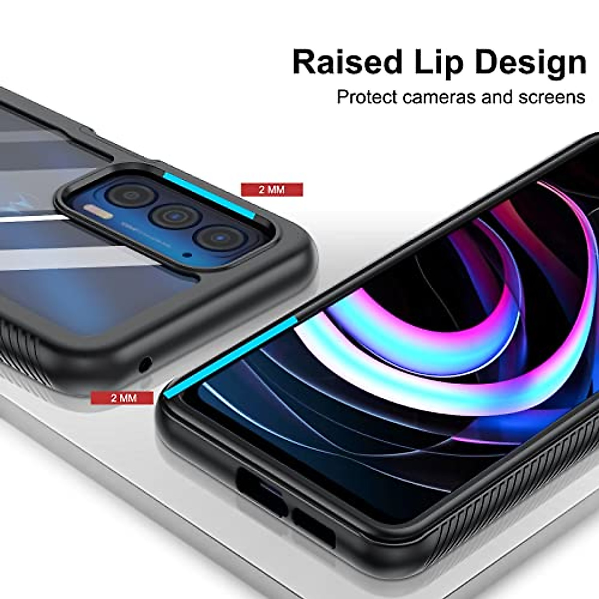 LeYi for Motorola Edge 5G UW Case, Motorola Edge 2021 Case with 2 Tempered Glass Screen Protector, Full-Body Shockproof Bumper Rugged Hybrid Hard Clear Protective Phone Case for Moto Edge 5G UW, Black