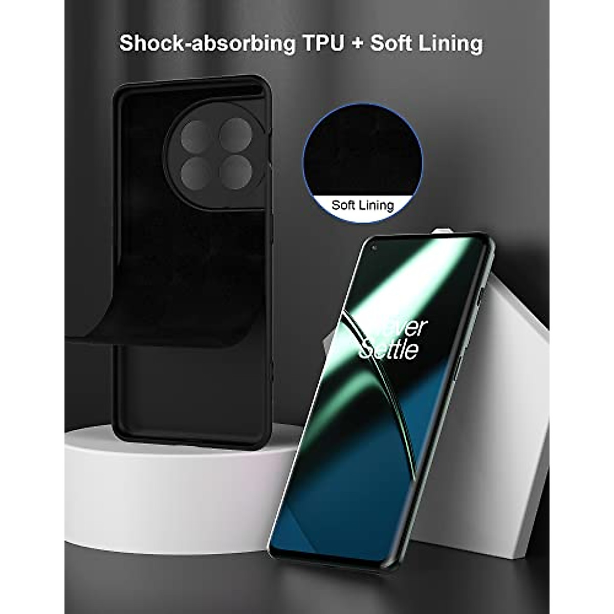 Foluu Silicone Case for OnePlus 11, Liquid Gel Rubber Bumper Case with Soft Microfiber Lining Cushion Slim Hard Shell Shockproof Protective Cover for OnePlus 11 5G 2023 (Black)