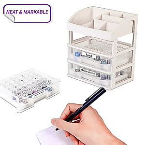 BEIFUMEI Diamond Painting Accessories Storage Containers, Plastic Storage Box with Drawer 111 Slot Individual Containers Desktop Storage Case for Diamond Art Nail Pill Rhinestones Beads Organizer