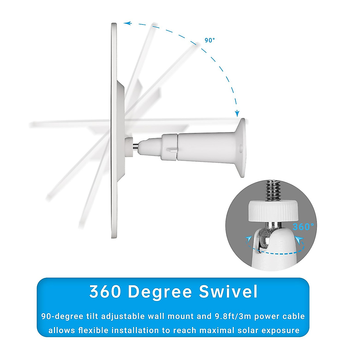 Solar Panel Charger Compatible with Arlo Pro 3/Pro 4/Pro 5S/Ultra/Ultra 2/Go 2 Continuous Power Supply IP65 Weatherproof with 9.8ft Charging Cable and Adjustable Wall Mount