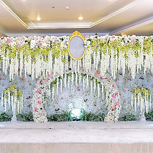 EZFLOWERY 12 Pack 3.6 Feet Artificial Wisteria Vine Hanging Rattan Garland Silk Flower for Wedding Party Home Garden Outdoor Ceremony Floral Décor (12, White)