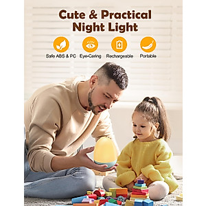 JolyWell Night Lights for Kids with Stable Charging Pad, Touch Control&Timer Setting, ABS+PC Baby Egg Lamp for Breastfeeding，Blue