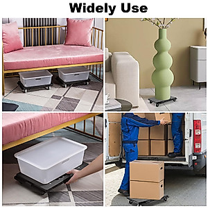 Furniture Dolly, Small Dolly with Wheels, 16.3 x 11 inch Furniture Moving Dolly 4 Wheels Heavy Duty Mini Dolly, Portable Flat Dolly Moving Cart for Moving, 500 Lbs Capacity (Black)