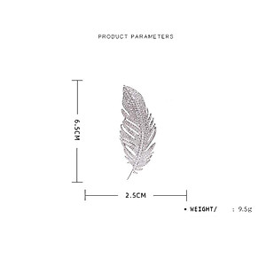 Rhinestone Feather Brooches Pin for Women Men Fashion Crystal Delicate Leaf Brooch Lapel Pins Elegant Dress Accessories Jewelry Boutonniere Corsage for Hat Bag Suit Tie Wedding Birthday