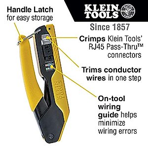 Klein Tools VDV226-005 Compact Modular Data Cable Crimping Tool, for Pass-Thru RJ45 Connectors