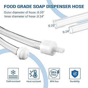 Sink Soap Dispenser Extension Tube Kit 47" Come with Kitchen Dish Dispenser Pump (White)