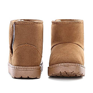 KDHAO Girls Boys Warm Winter Boots Kids Outdoor Snow Boots(8.5 M US Toddler, Brown(New))