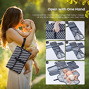 Portable Changing Pad, Waterproof Baby Changing Pad with 4 Storage Pockets, Detachable & Portable Diaper Changing Pad Newborn Baby Essentials, Travel Changing Pad for Baby Shower Gifts