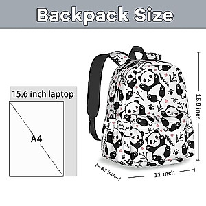 Cute Panda Backpack For Women Men, 16.9 Inch Cute Panda Laptop Backpack College Bag Cute Travel Backpack