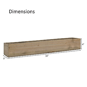 CYS EXCEL Rectangle Wood Planter Box with Removable Plastic Liner (H:4" Open:34"x5") | Multiple Size Choices Wood Rectangular Planter | Indoor Decorative Window Box