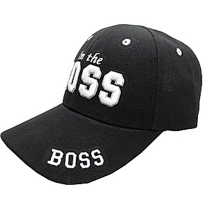 I'm The BOSS Baseball Cap Hat | 3D Embroidery | Sandwich Bill | Adjustable Closure (Black)