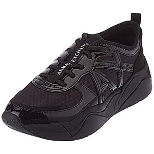 A｜X ARMANI EXCHANGE Women's AX Logo Streetwear Sneaker, Black, 8.5