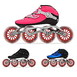 Bont Inline Speed Skating Racing Package - Luna Skate Boot + 2PF 6061 Frame + Elemental Wheels + ABEC7 Bearings - Youth - Boys - Girls - Men - Women (Blue, 37/5)