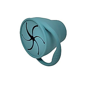 BraveJusticeKidsCo | Snack Attack Snack Cup | Collapsible Silicone Snack Container | Toddler and Baby Snack Catcher Lid (Citadel)