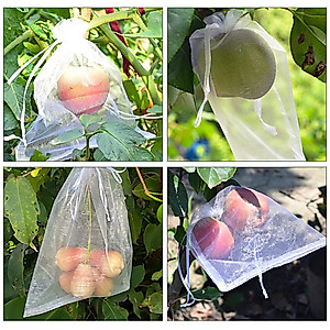 100 Pieces Organza Fruit Netting Bags - 6x8 Inch Fruit Protection Bags with Drawstring, Garden Plant Net Barrier Bag for Tomatoes, Grapes, Mangoes