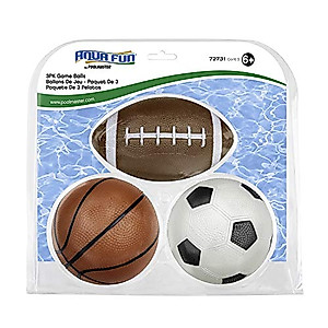 Poolmaster Waterproof Sport Game Balls (Football, Basketball, Soccer Ball) for Kids (Pack of 3), Traditional Colors, Model Number: 72731