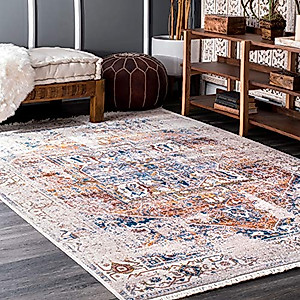 nuLOOM Harriet Vintage Medallion Fringe Area Rug, 3' x 5', Ivory