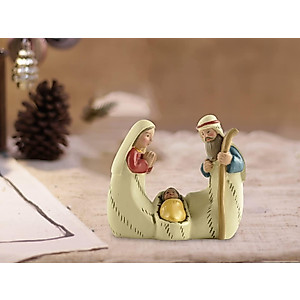 Miniature Holy Family Nativity Figurine - Hand Painted Joseph Mary Religious Figurine with Baby Jesus for Christmas Indoor Tabletop Nativity Scene Decoration, 2.56‘H