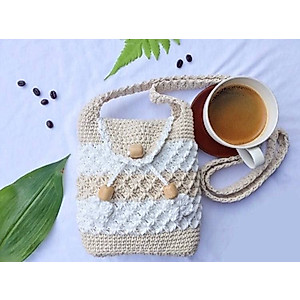 Ifem Crochet Tote Bag - Cute Knitting Tote Bags woven bag For women aesthetic Trendy Beach Bag.handmade knit bags. (simple style 2)