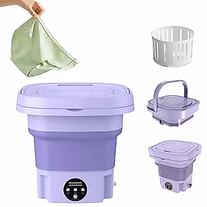 Portable Washing Machine,High Capacity Mini Washer with 3 Modes,Foldable Deep Cleaning Half Automatic Washt Suitable for Washing Small Pieces of Clothing, Baby Clothes,Underwear,Socks（Purple）