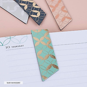 Erin Condren Designer Desk Accessories - Metallic Mid Century Circles Magnetic Bookmark Set of 4. Compatible with Erin Condren Spiral Notebooks, Planners, Agendas and Much More