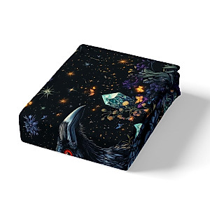 Erosebridal Crow Comforter Cover Full Size, Halloween Raven Bedding Set for Kids Teens Adult Women, Black Bird Animal Duvet Cover Flower Daisy Floral Quilt Cover Rustic Farmhouse Decoration