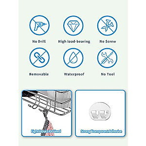 sahhivrm 2-Park SUS304 Corner Shower Shelves, Adhesive Shower Shelf for Inside Shower, Shampoo Soap Holder for Shower Wall, Bathroom Caddy Organizer, Silver Storage Shelf Shower Caddy Basket.