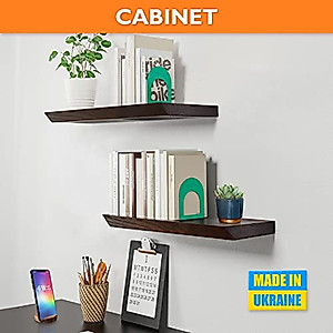 Wood Floating Shelves Set of 2-Rustic Shelf 12 inch Wide Wooden Wall Shelves for Living Room Bedroom Kitchen Bathroom Brown Color Deep -12"x6.5"