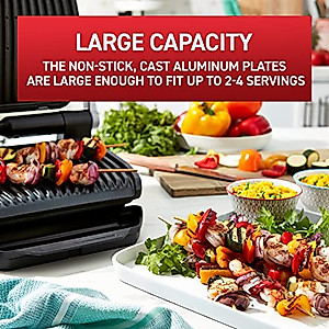 T-fal GC7 Opti-Grill Indoor Electric Grill, 4-Servings, Automatic Sensor Cooking, Silver