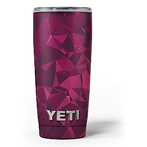 Design Skinz Pink and Red Geometric Triangles - Skin Decal Vinyl Wrap Kit compatible with the Yeti Rambler Cooler Tumbler Cups