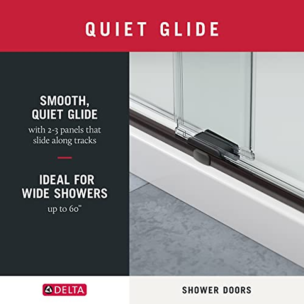 Delta Shower Doors SD3956994 Classic Semi-Frameless Contemporary Sliding Shower 60"x71", Nickel Track