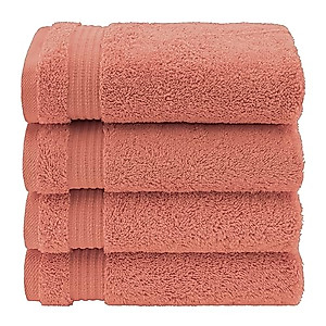 American Veteran Towel, Hand Towels for Bathroom, 4 Piece Hand Towel Sets Clearance Prime, 16 inch 28 inch 100% Turkish Cotton Face Hand Towels, Bathroom Set of 4, Coral Hand Towels