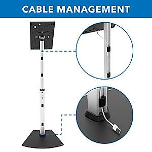 Mount-It! Anti-Theft Tablet Kiosk Floor Stand Compatible with iPad and Samsung | Height Adjustable Secure Check-in Stand | Free-Standing Or Secure Bolt-On Design