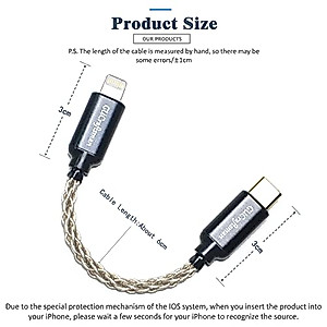 GUCraftsman OTG Cable iOS to Type C/USB C Headphone Amplifier Cable 6N Single Crystal Silver for FiiO BTR5 Q1 Q3 Q3s Qudelix 5K xDuoo Link2 XD-05PLUS E1DA 9038G3 9038S 9038D for iPhone iPad iPod Touch