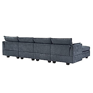 Eafurn U Shaped Modular Sectional Sofa with Double Chaise and Storage Seat,115" Upholstery Corner Couch with Comfy Cushion Back,Oversized Convertible Sleeper Sofa & Couch Bed for Living Room