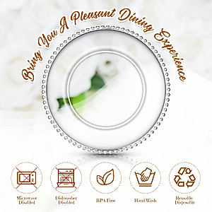 18 Pcs Plastic Beaded Charger Plates 13 Inch Round Dinner Chargers Silver Bead Charger for Dinner Plates Clear Service Plates for Wedding Birthday Party Events Bridal Shower Dinner Tabletop Decoration