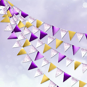 Gold Lavender Party Decoartions for Girls Golden Purple White 13th 16th 18th Birthday Garland Banner Backdrop Streamer Decor for Coming of Age Quinceanera Princess Theme Wedding Bridal Baby Shower Party Supplies