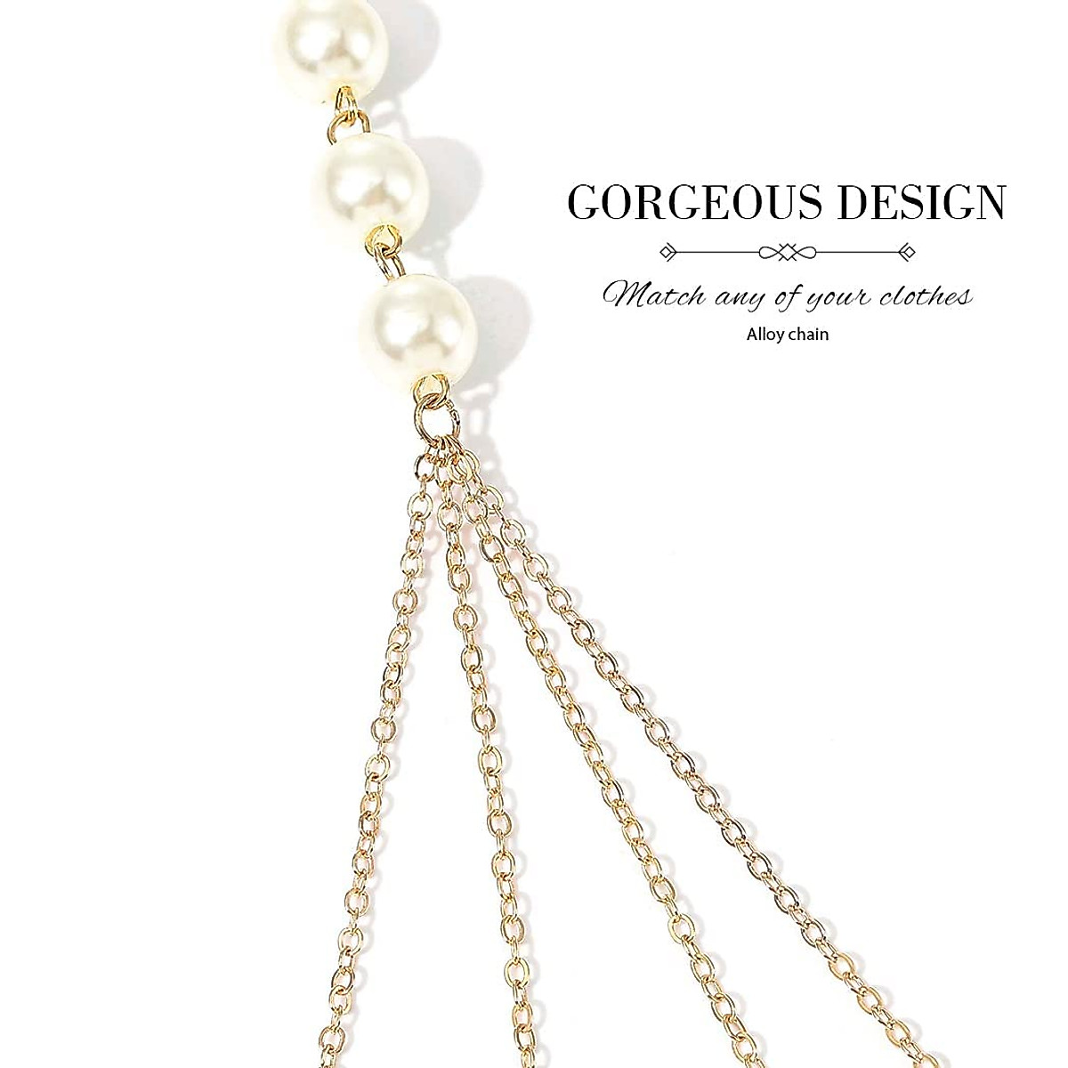 Cosydays Boho Pearl Body Chain Gold Layered Chest Chains Necklace Belly Chain Beach Bikini Chains Waist Nightclub Body Chain Jewelry for Women