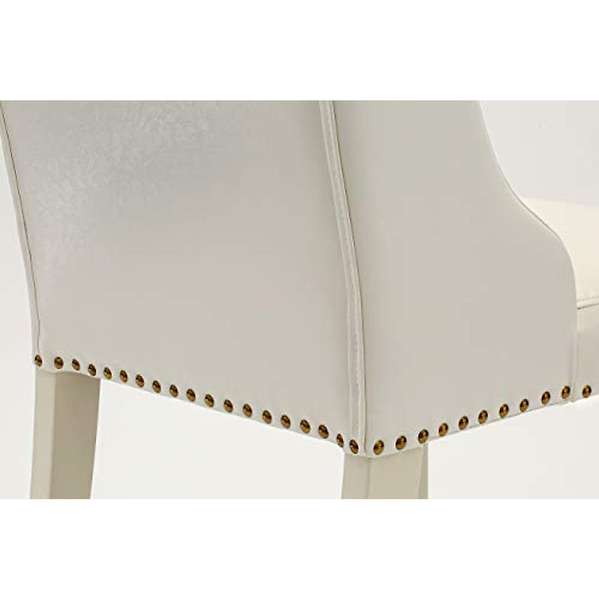 East West Furniture HLFO5-LWH-44 5 Piece Dining Table Set for 4 Includes a Round Kitchen Table with Pedestal and 4 Light Grey Faux Leather Parson Dining Chairs, 42x42 Inch, Linen White