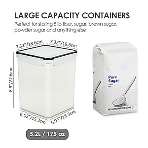 Vtopmart 4 PCS 5.2L Large Food Storage Containers with 10 PCS Flour and Sugar Storage Containers