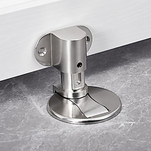 INIRET Silvery Floor Mount Door Stopper，Height-Adjustable Invisible Magnetic Door Stop,Door Catch/Stopper for Bottom of Door，Hold Your Door Open，with Adhesive No Drilling,for Home Office Bedroom