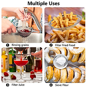 YLYL 3 Pcs Super Wire Extra Fine Mesh Strainer with Handle, Small Medium Large Size Sifter Metal Strainer Set, Stainless Steel Sieve Fine Mesh Strainers for Kitchen Rice Juice Quinoa Food Flour Baking