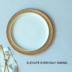 Rickion Charger Plates and Napkin Rings, Set of 6, Gold Chargers for Dinner Plates – Unique, Elegant, Bubble Plate Chargers & Matching Napkin Rings – Thick, Reusable PP Plastic
