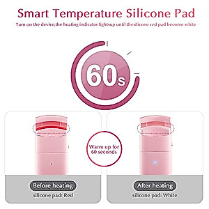 Heated Eyelash Curler, Electric Eyelash Curler with Flexible Silicone Pad, One-Step Lash Curler for Long & Voluminously Curled Eyelashes in Seconds, Last All Day. Battery Included