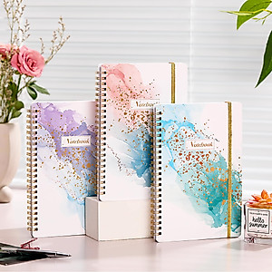Spiral Notebook - 3 Pack College Ruled Notebook, 5.6'' x 8.3'' Journal Notebook, 80 Sheets / 160 Pages Per Journal with Spiral Bound, Inner Pocket, Journal for Women, Notebooks for Work