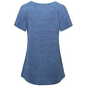 MISS FORTUNE Womens Yoga Tops Short Sleeve Loose Fit Funny Cool Shirt Activewear Tunics Exercise Wear Plus Size Workout Clothes for Women 2X Blue